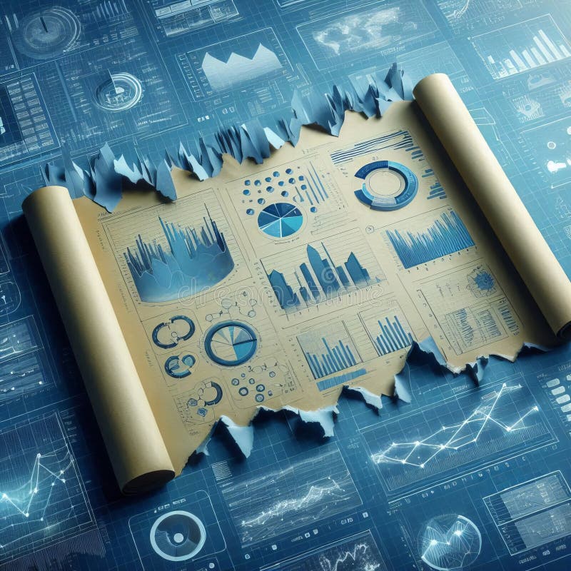 Data Visualization Ripped Paper Adorned with Data Charts and Gra Stock ...