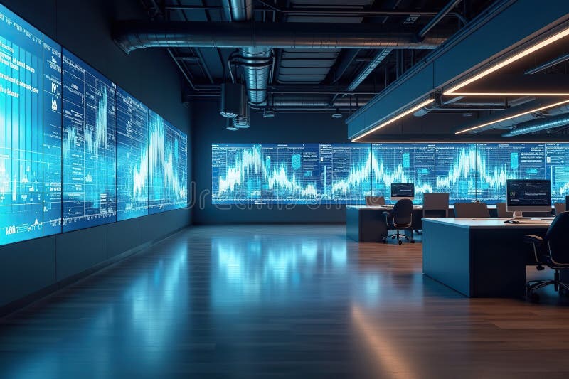 Data Visualization Room stock illustration. Illustration of corporate ...