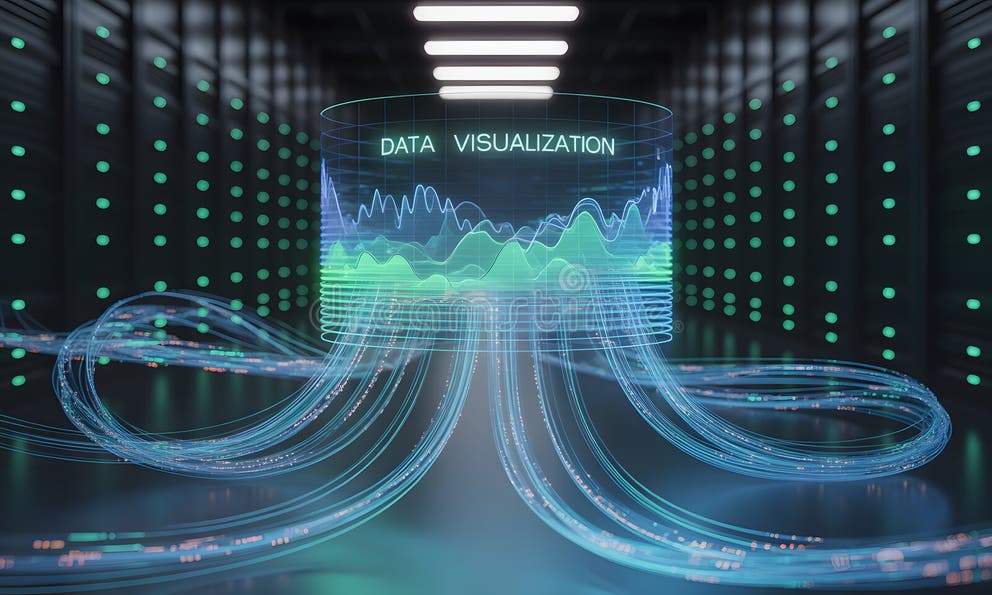 Data Visualization in a Server Room Stock Illustration - Illustration ...