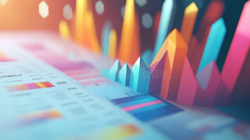 Futuristic Data Visualization Colorful Graphs Statistics Representing ...