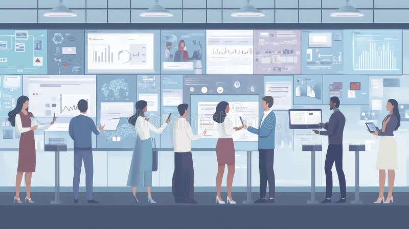 Data Visualization Team Meeting Stock Illustration - Illustration of ...