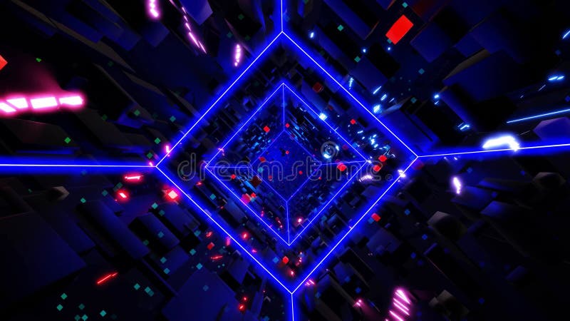 Data Visualization. Technology Concept. Blue Dark Sci Fi Bg Fly through ...