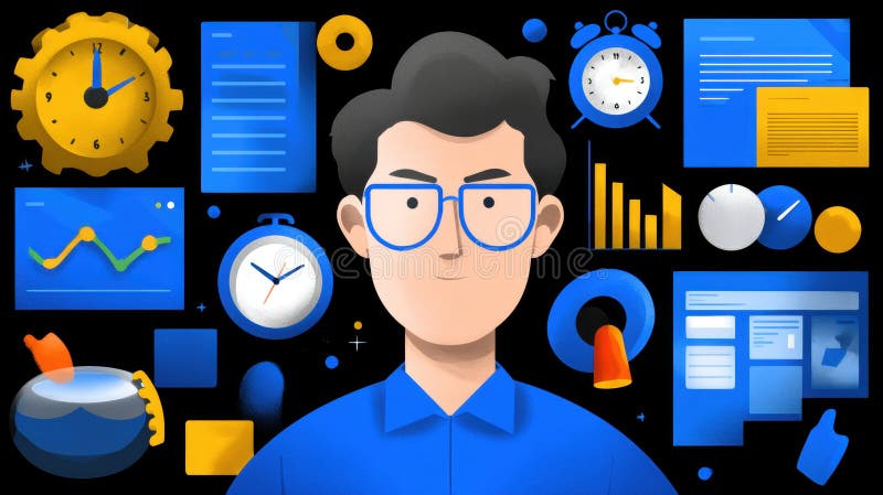 Data Visualization and Time Management Stock Illustration ...