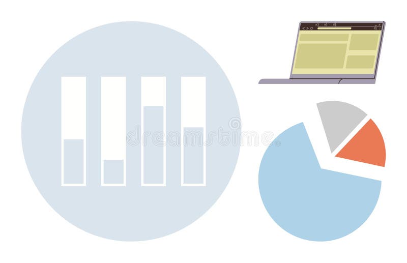 Data Visualization Tools with Bar Chart, Pie Chart, and Laptop Screen ...