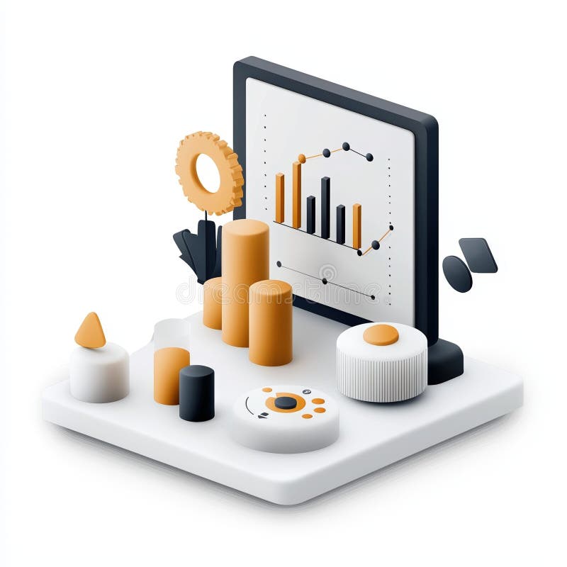 Data Visualization White Isolate Background Stock Illustration ...