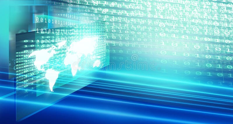 Data Visualization with World Map and Digital Information on a Blue ...