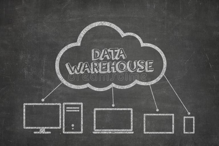 Data Warehouse Concept on Blackboard Stock Image - Image of laptop ...