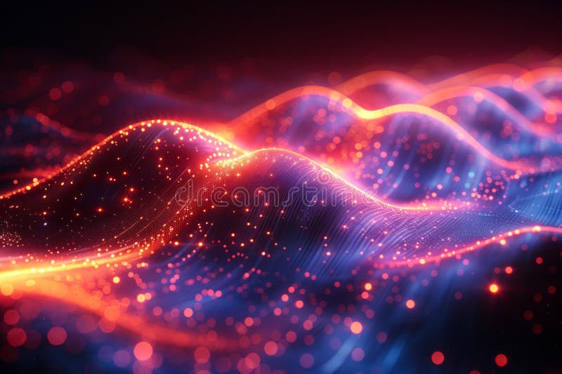 Data Waves, AI and Data Science Elements, Modern Abstract Style Stock ...