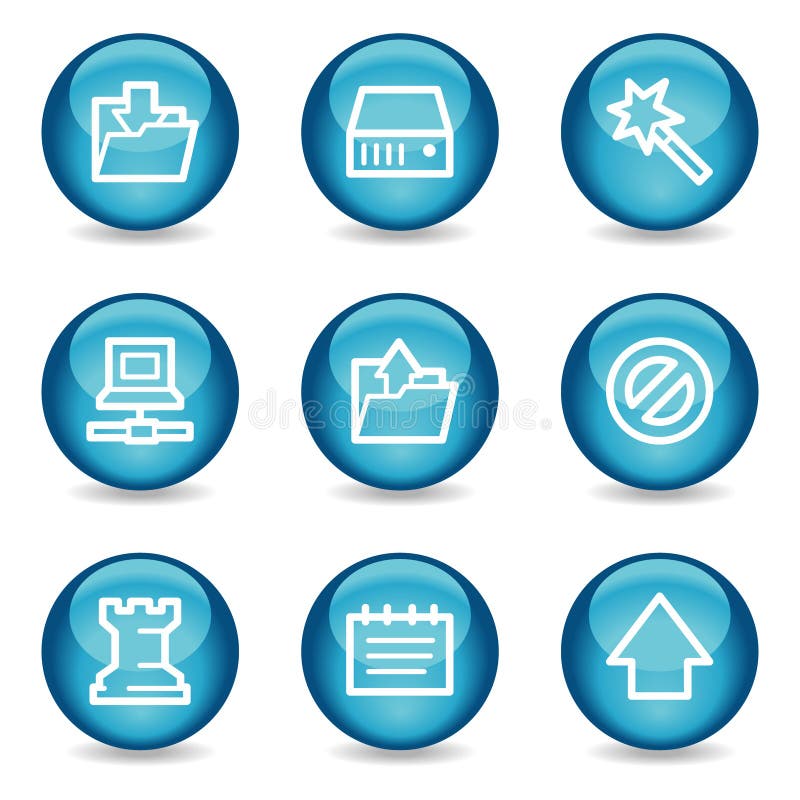Data Web Icons, Blue Glossy Sphere Series Stock Vector - Illustration ...