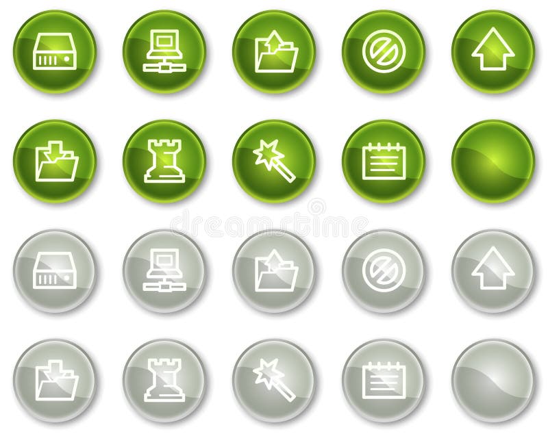 Data Web Icons, Green and Grey Circle Buttons Stock Vector ...