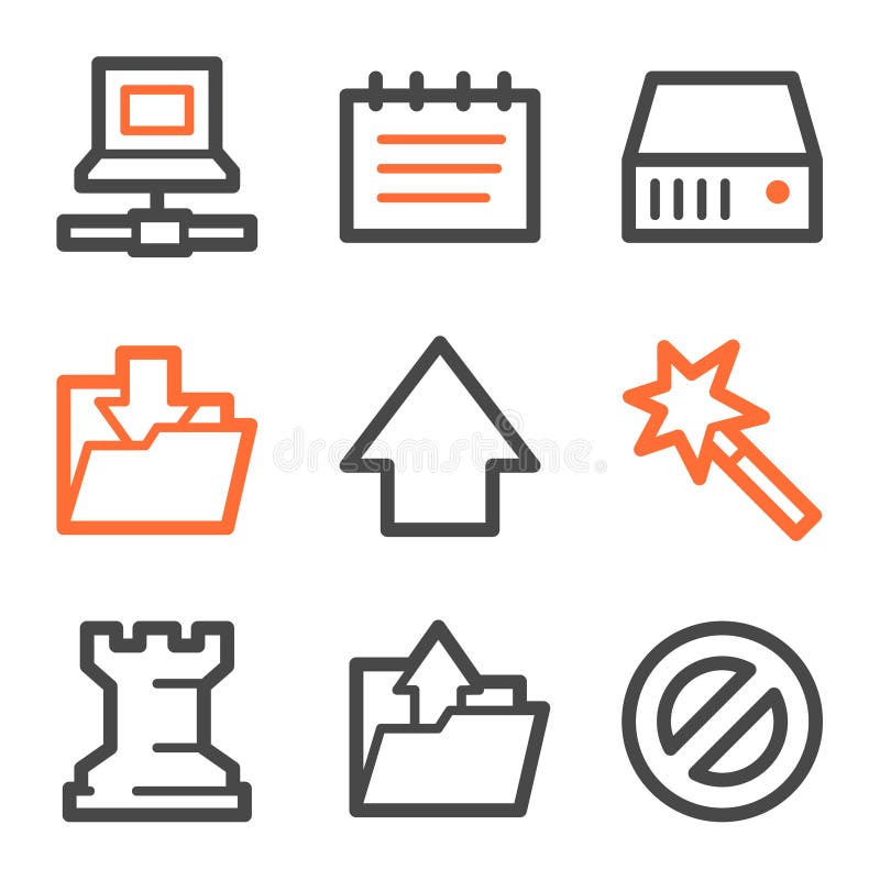Web Icons in orange stock illustration. Illustration of heart - 1083445