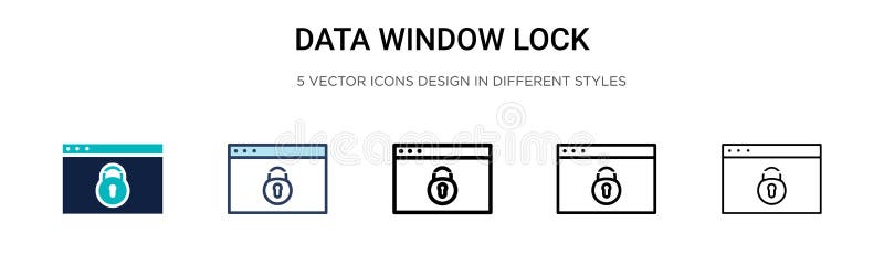 Data Window Lock Symbol with a Key Icon in Filled, Thin Line, Outline ...