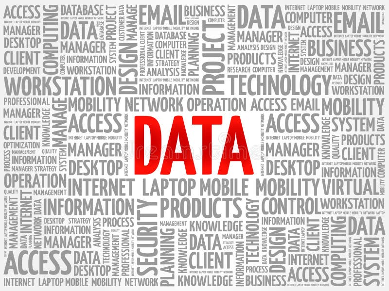 DATA word cloud stock illustration. Illustration of cluster - 199695942