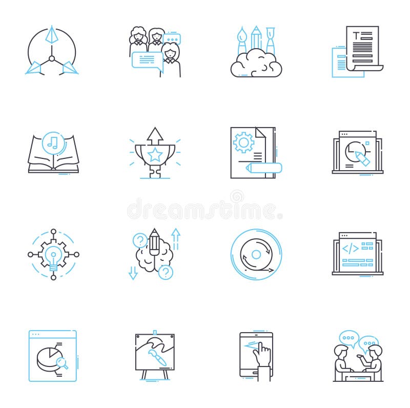 Data Writing Linear Icons Set Analysis Excel Algorithm