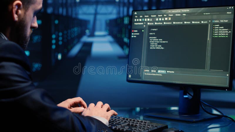 Database Admin Checking Mainframe System on Computer Stock Photo - Image of digital, information ...