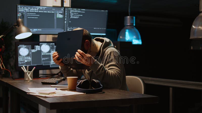 Database Admin Analyzing Greenscreen Display On Tablet Stock Image Image Of Server Technology