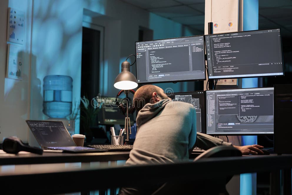 Database Admin Typing Programming Code on Computer Stock Photo - Image of learning, online ...