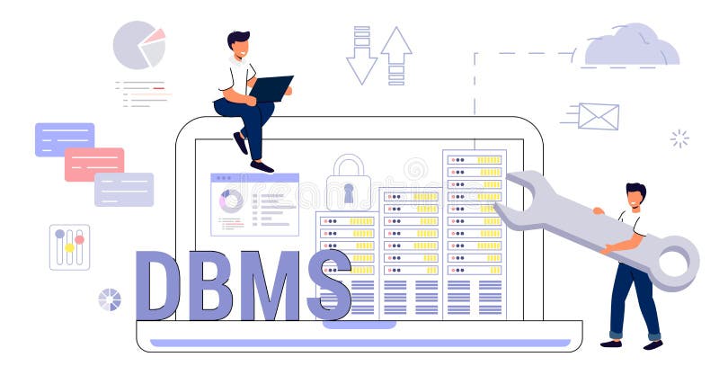 Database Administrator Dbms Software Data Center Hosting Server Stock Vector Illustration Of