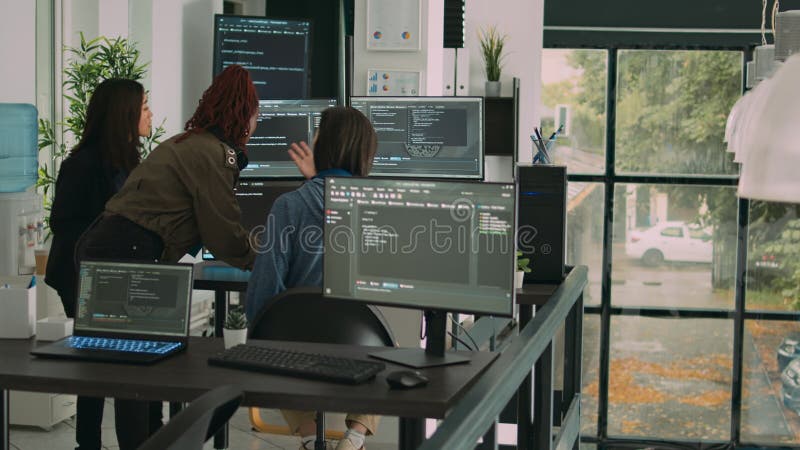 Database Admins Collaborating on Group Project Compiling Algorithm Stock Footage - Video of ...