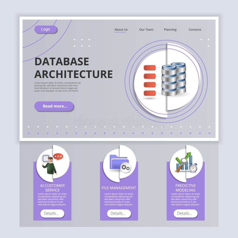 Database Architecture Flat Landing Page Website Template. Ai Customer ...