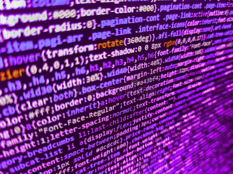 Database Bits Access Stream Visualisation. Computer Code on Laptop Web Developing Stock Photo ...