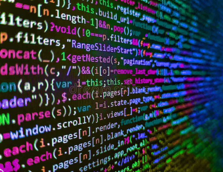 Database Bits Access Stream Visualisation. Real Html Code Developing Screen. Writing Program ...