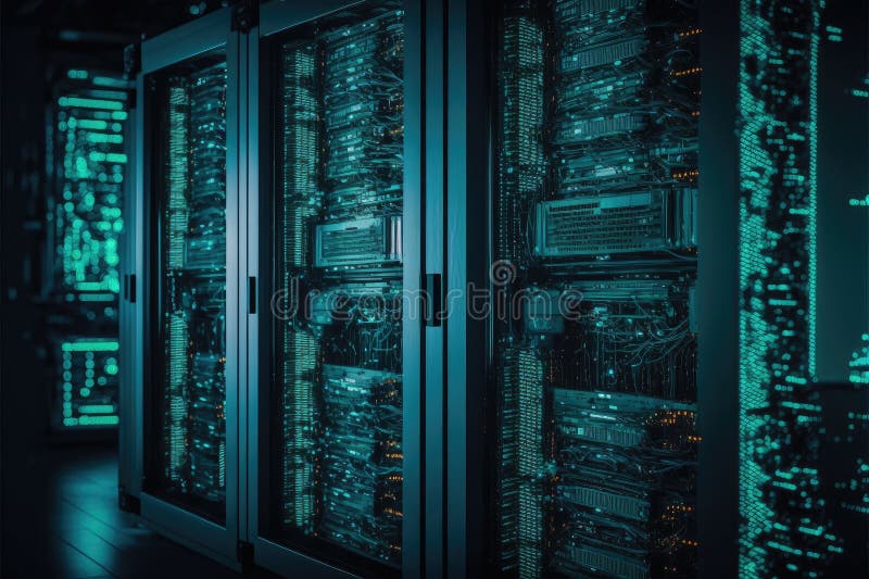 Database Center Room with Fully Service System Operated by Software ...