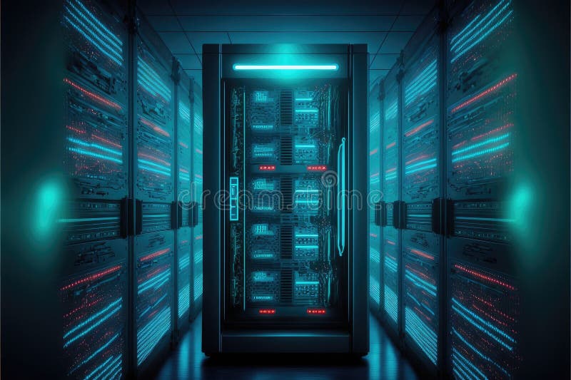 Database Center Room with Fully Service System Operated by Software ...