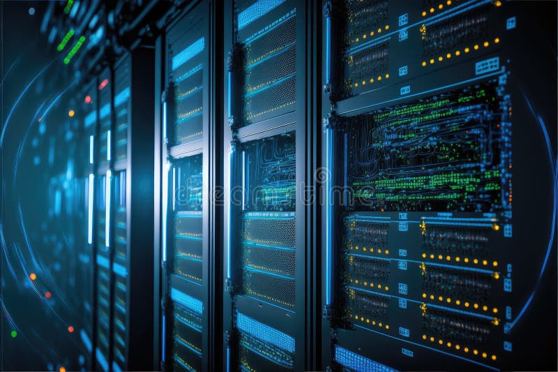 Database Center Room with Fully Service System Operated by Software ...