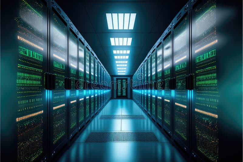 Database Center Room with Fully Service System Operated by Software ...