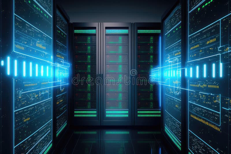 Database Center Room with Fully Service System Operated by Software ...