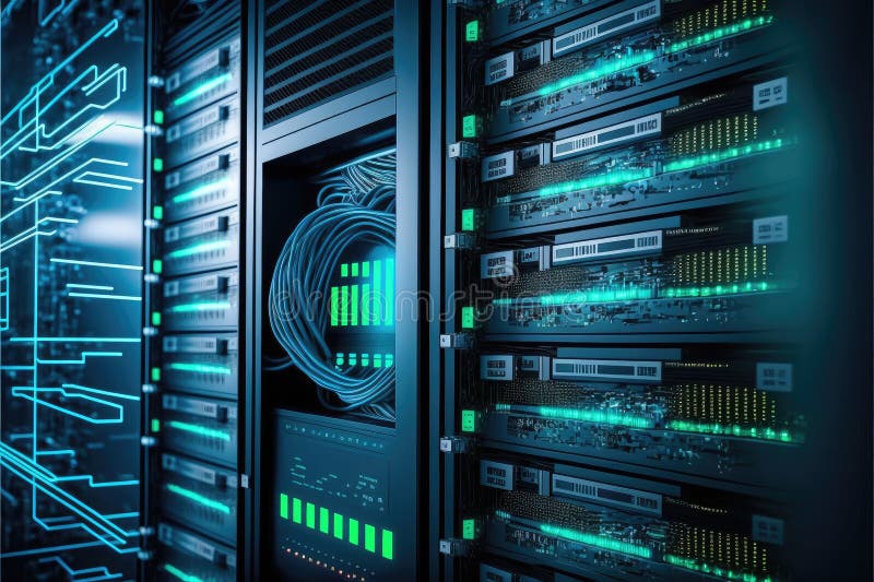 Database Center Room with Fully Service System Operated by Software ...