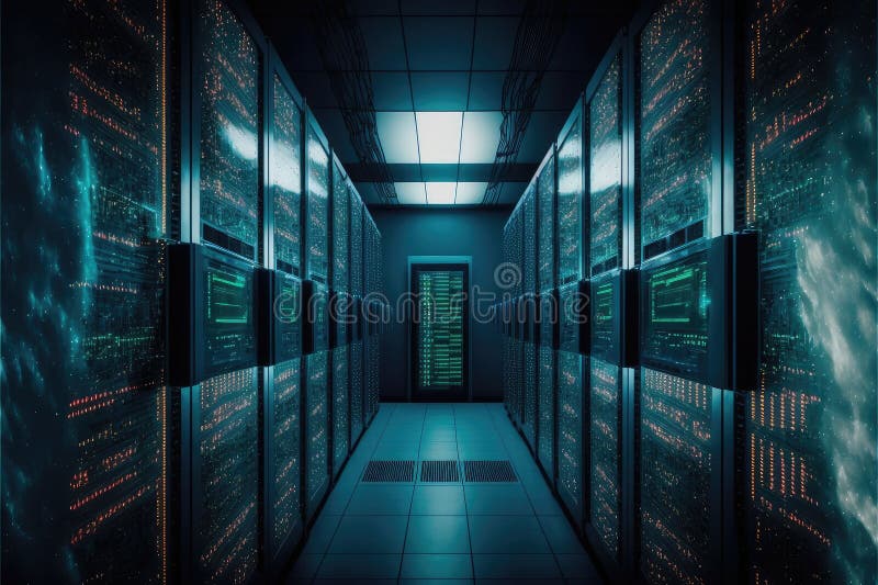 Database Center Room with Fully Service System Operated by Software ...