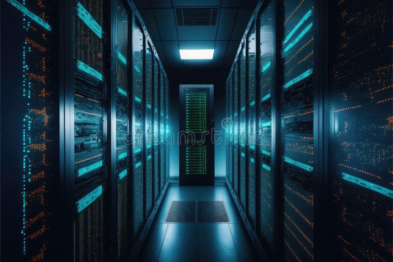 Database Center Room with Fully Service System Operated by Software ...