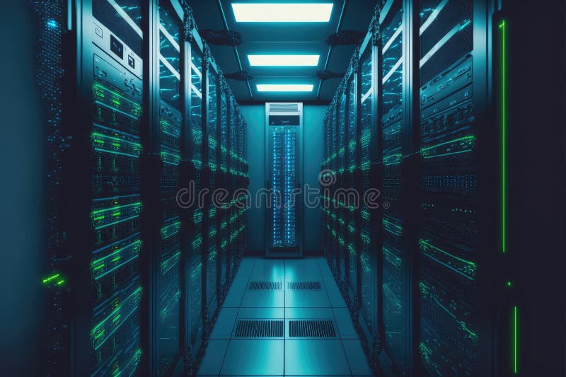 Database Center Room with Fully Service System Operated by Software ...