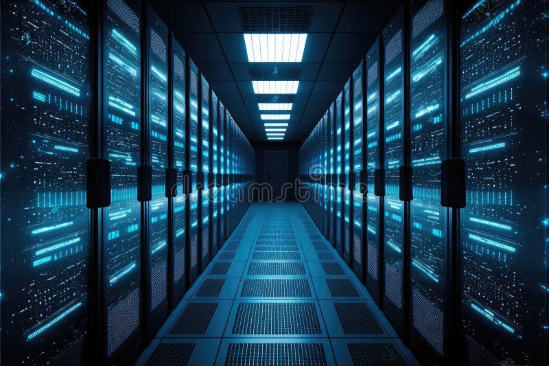 Database Center Room with Fully Service System Operated by Software ...