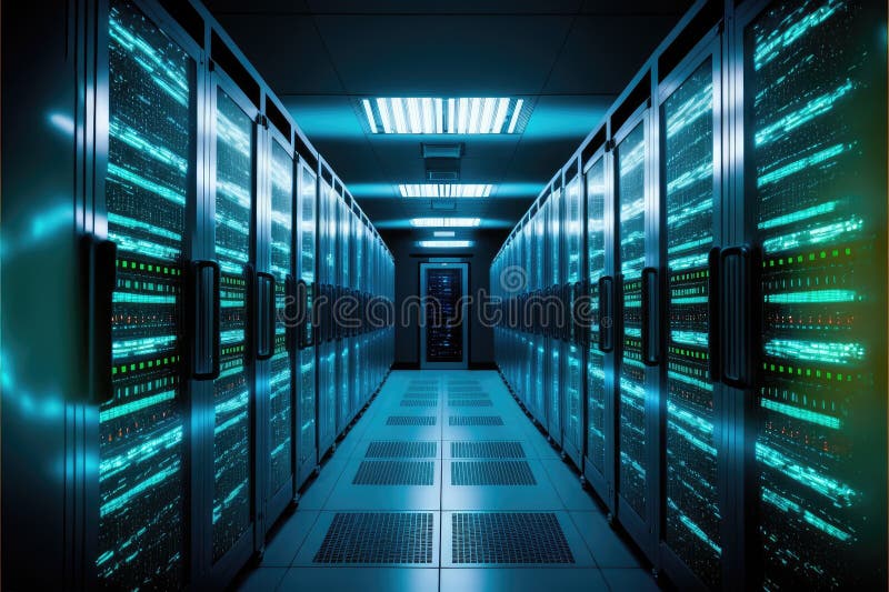 Database Center Room with Fully Service System Operated by Software ...