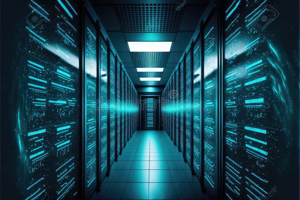 Database Center Room with Fully Service System Operated by Software ...