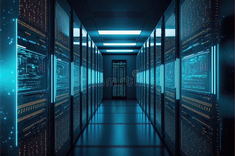 Database Center Room with Fully Service System Operated by Software ...