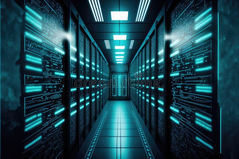 Database Center Room with Fully Service System Operated by Software ...