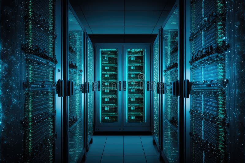 Database Center Room with Fully Service System Operated by Software ...