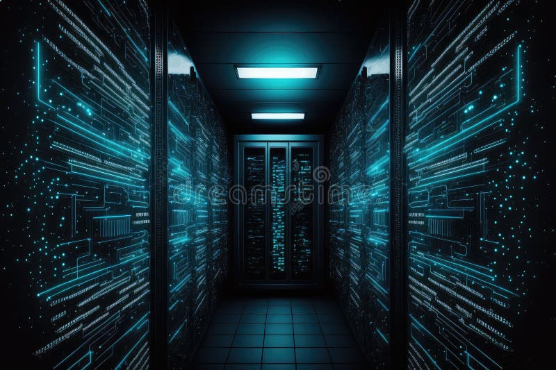 Database Center Room with Fully Service System Operated by Software ...