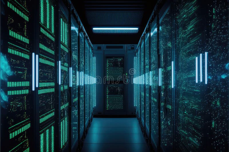 Database Center Room with Fully Service System Operated by Software ...