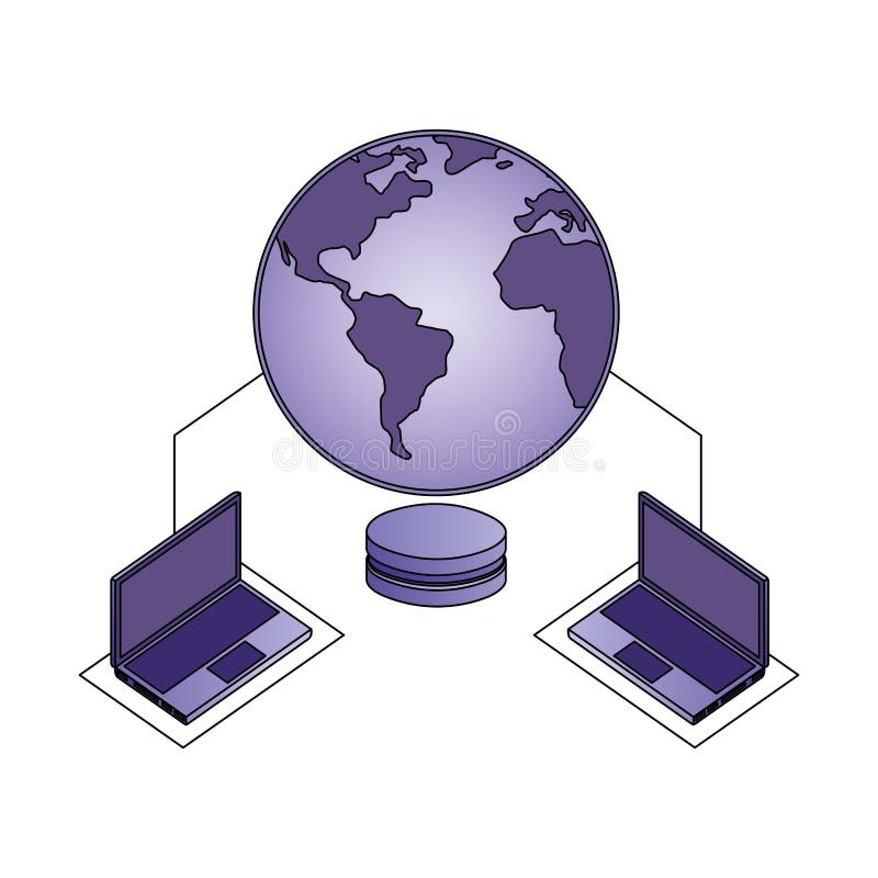 Database Center Security Connection Laptops Data Network Stock