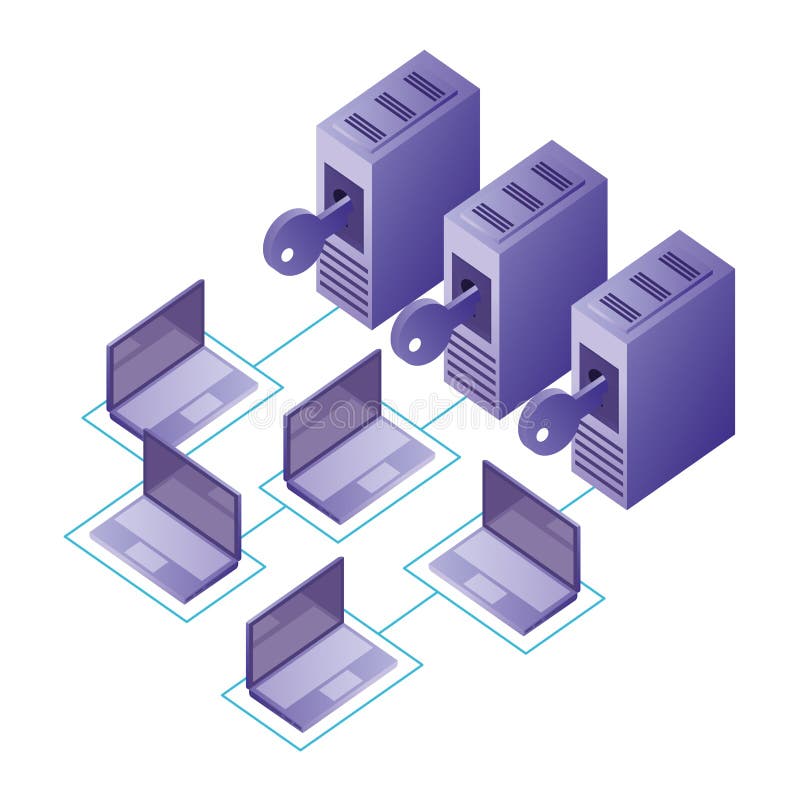 Database Center Security Connection Laptops Data Network Stock