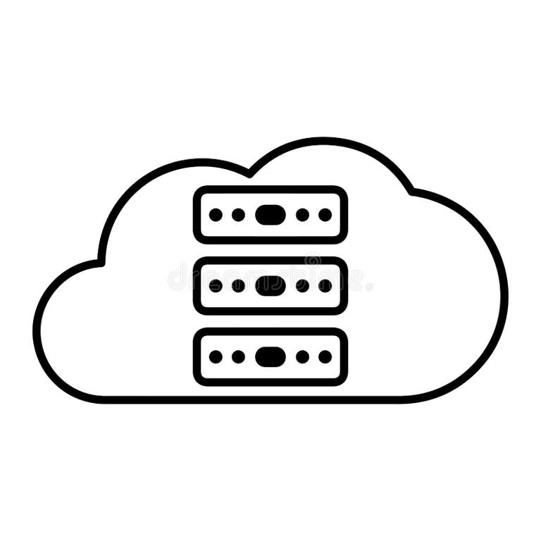 Database, Cloud, Server, Storage Outline Icon. Line Art Sketch. Stock ...