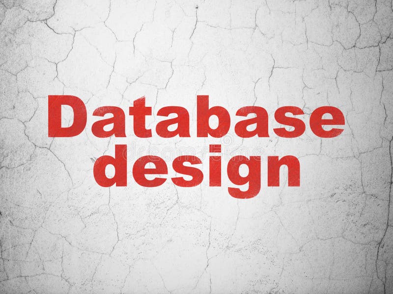 Database Concept: Database Design on Wall Background Stock Illustration ...
