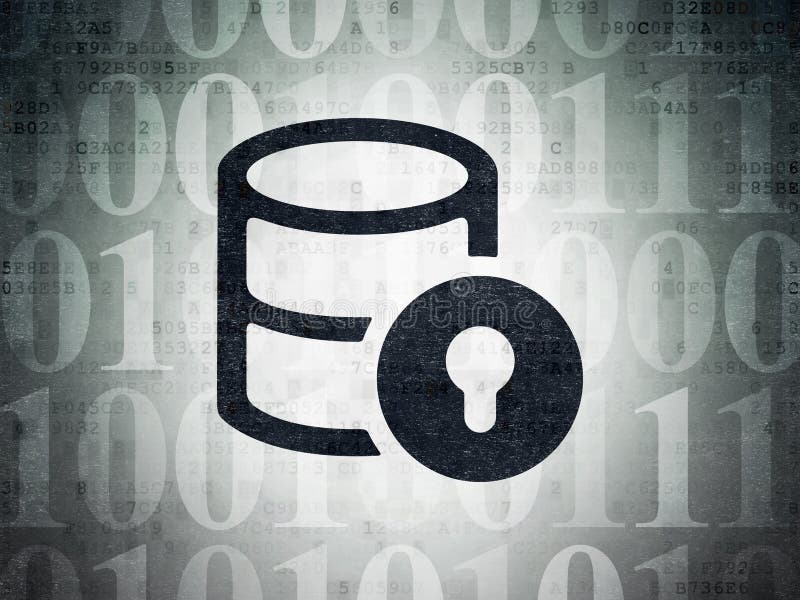 Database Concept: Database with Lock on Digital Data Paper Background ...