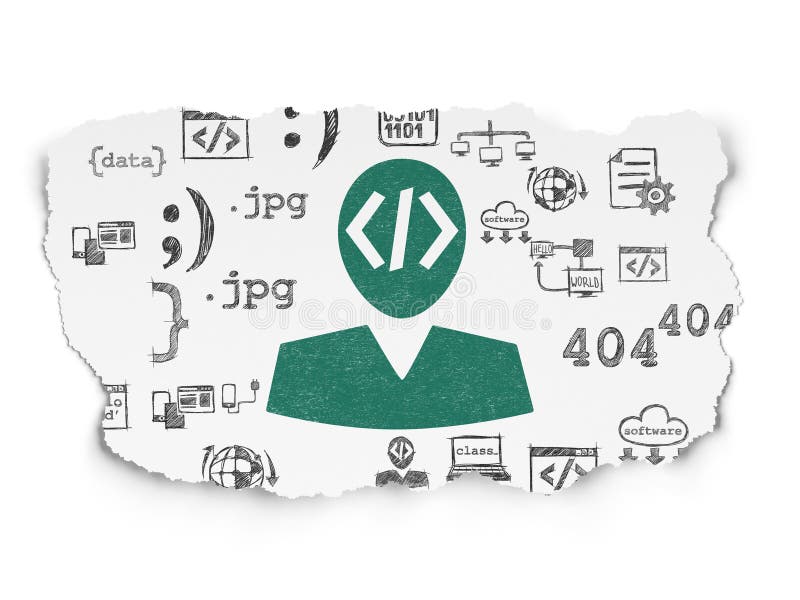 Database Concept: Programmer on Torn Paper Background Stock ... Database Concept: Programmer on Torn Paper Background Stock ...