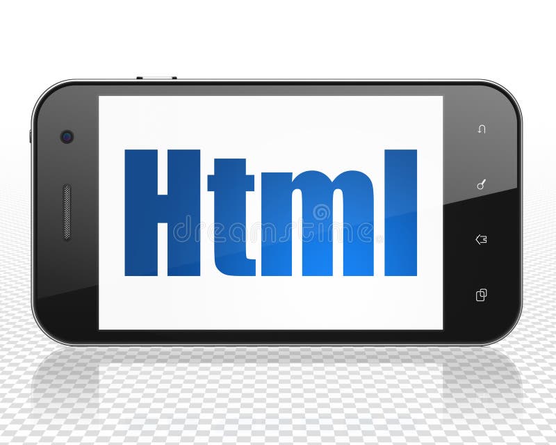 Database Concept: Smartphone with Html on Display Stock Illustration ...